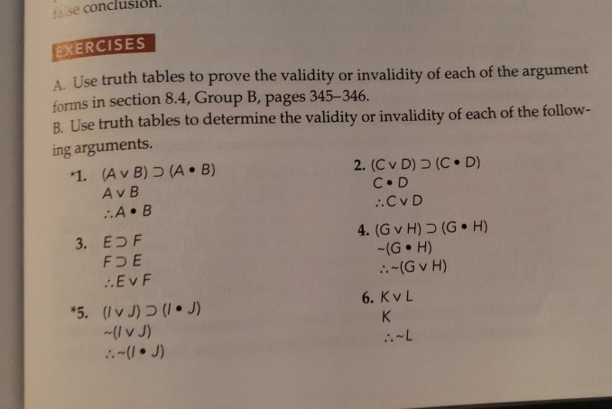 Solved fe se conclusion. EXERCISES A Use truth tables to | Chegg.com