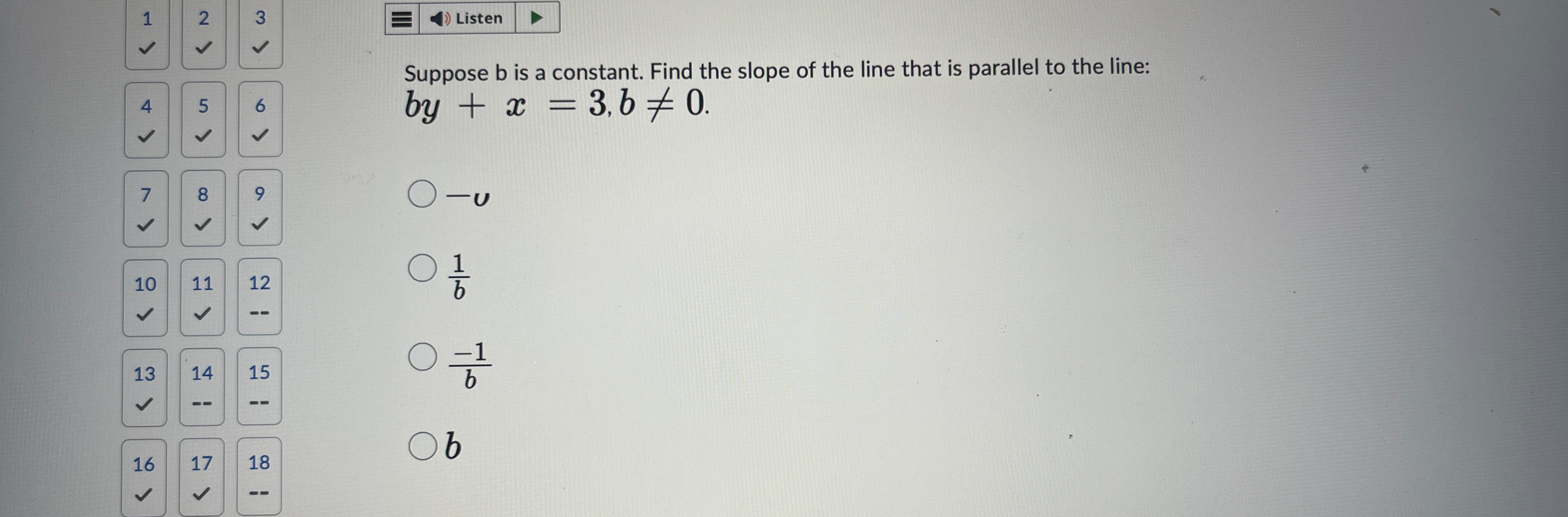 Solved Suppose b ﻿is a constant. Find the slope of the line | Chegg.com