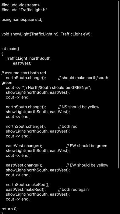 Solved Construct a class named Traffic Light that simulates | Chegg.com