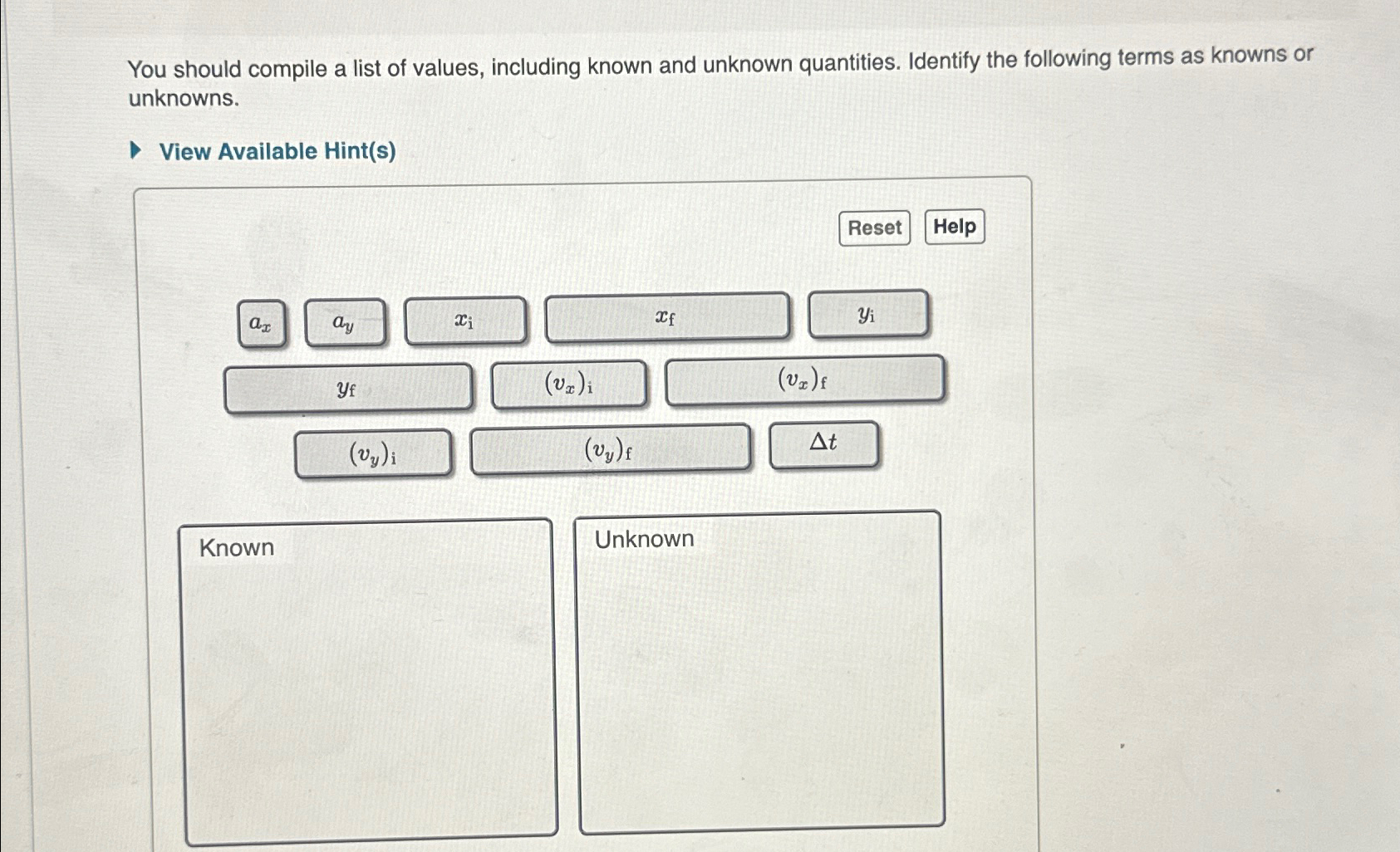 You should compile a list of values, including known | Chegg.com