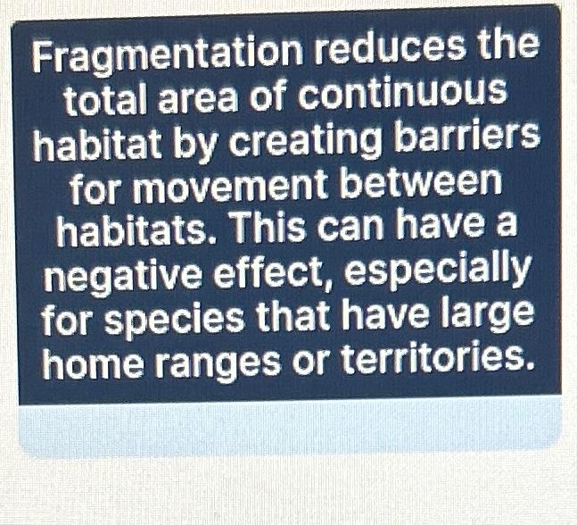 Solved Fragmentation reduces the total area of continuous | Chegg.com