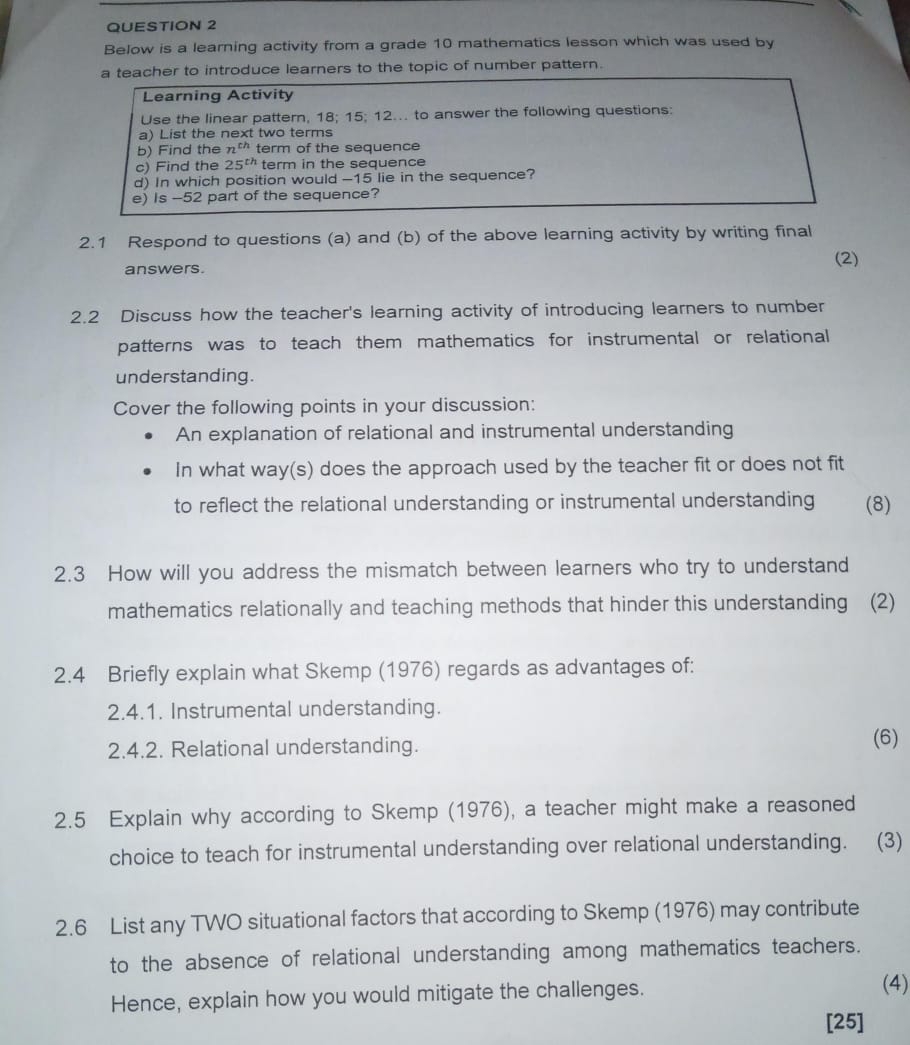 Solved QUESTION 2Below is a learning activity from a grade | Chegg.com