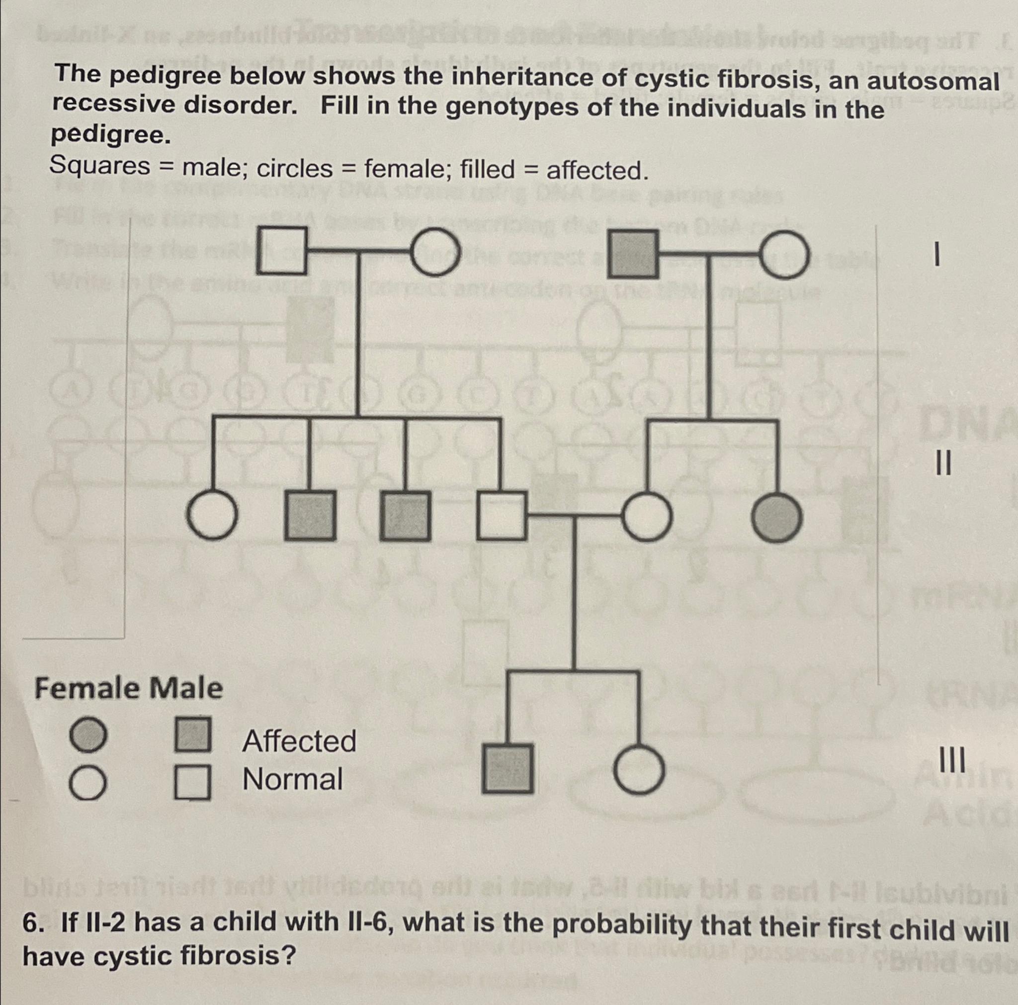 Solved The pedigree below shows the inheritance of cystic | Chegg.com