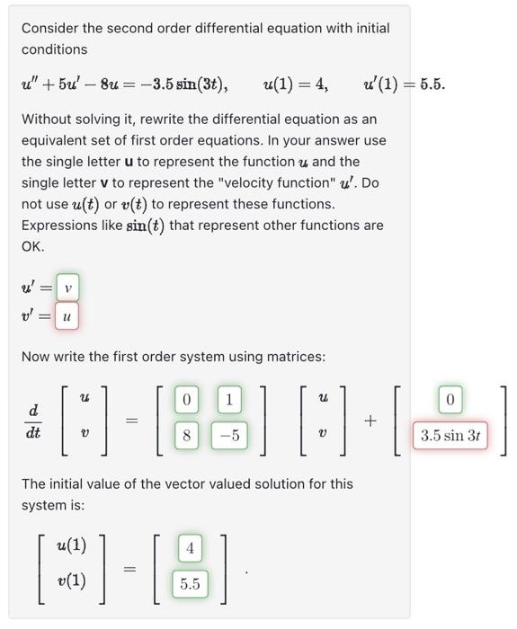 Solved Consider the second order differential equation with | Chegg.com