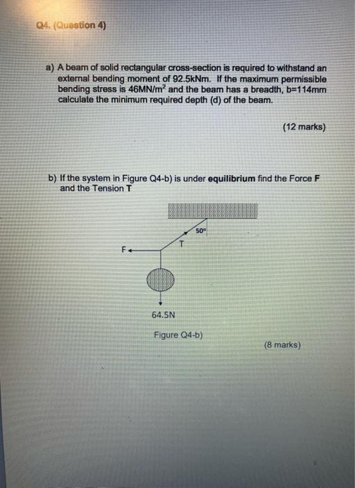 Solved Q4. (Question 4) a) A beam of solid rectangular | Chegg.com