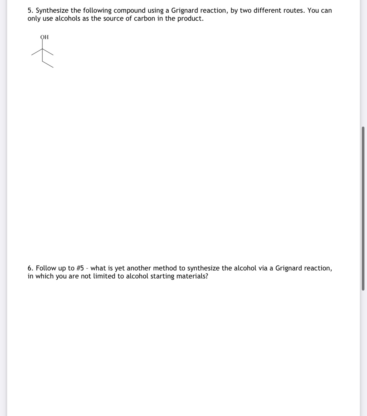 Solved Synthesize the following compound using a Grignard | Chegg.com