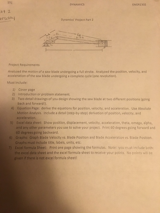 Solved STC DYNAMICS ENGR2302 art 2 nesday Dynamics' Project | Chegg.com