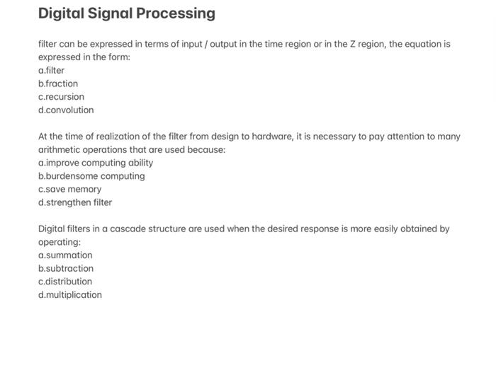 Solved Digital Signal Processing filter can be expressed in | Chegg.com
