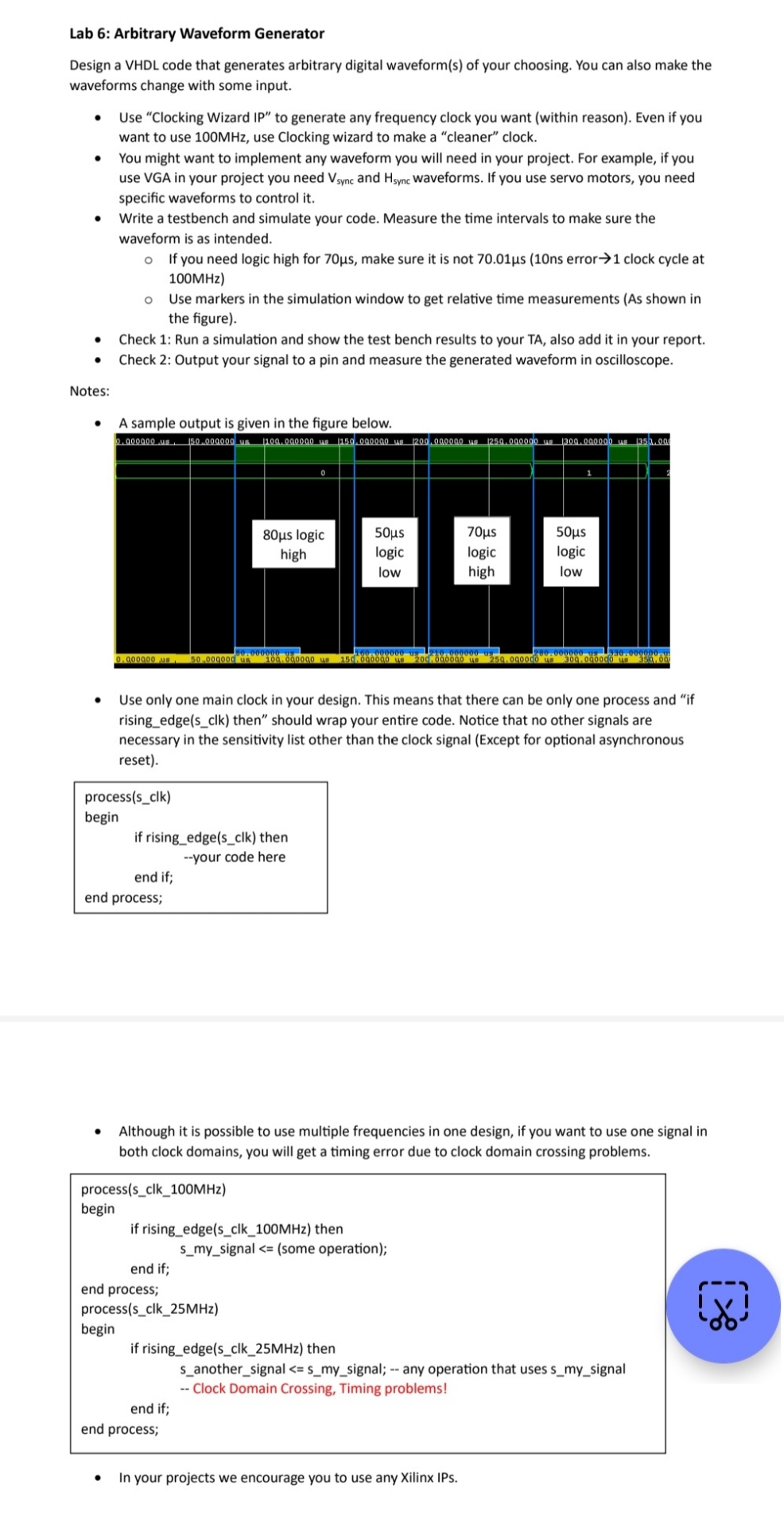 Solved Lab 6: Arbitrary Waveform GeneratorDesign a VHDL code | Chegg.com