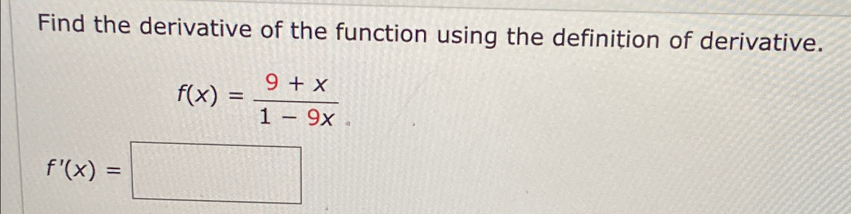 Solved Find the derivative of the function using the | Chegg.com