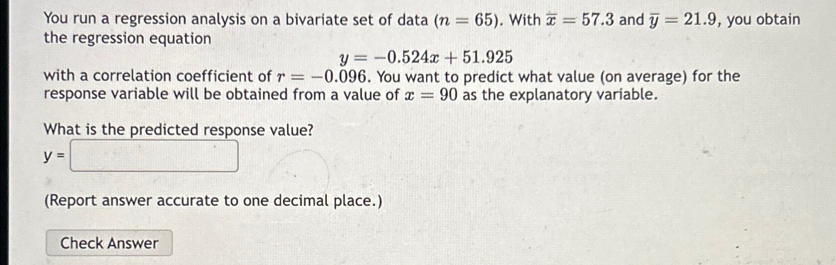 Solved You run a regression analysis on a bivariate set of | Chegg.com