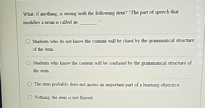 Solved What, if anything, is wrong with the following item? | Chegg.com