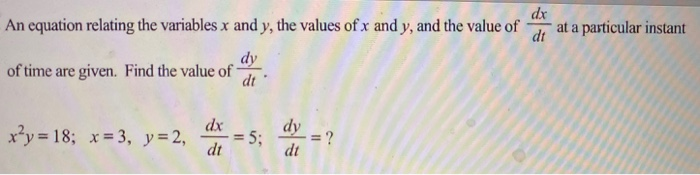 Solved An equation relating the variables x and y, the | Chegg.com