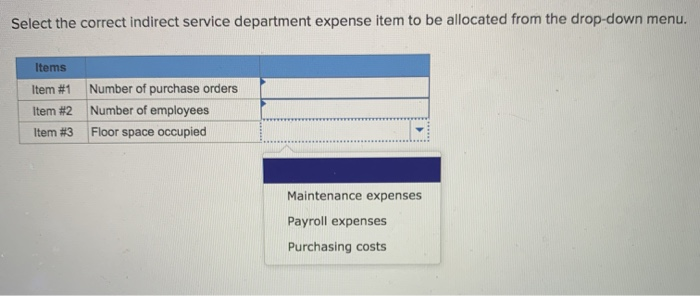 Solved Select the correct indirect service department | Chegg.com