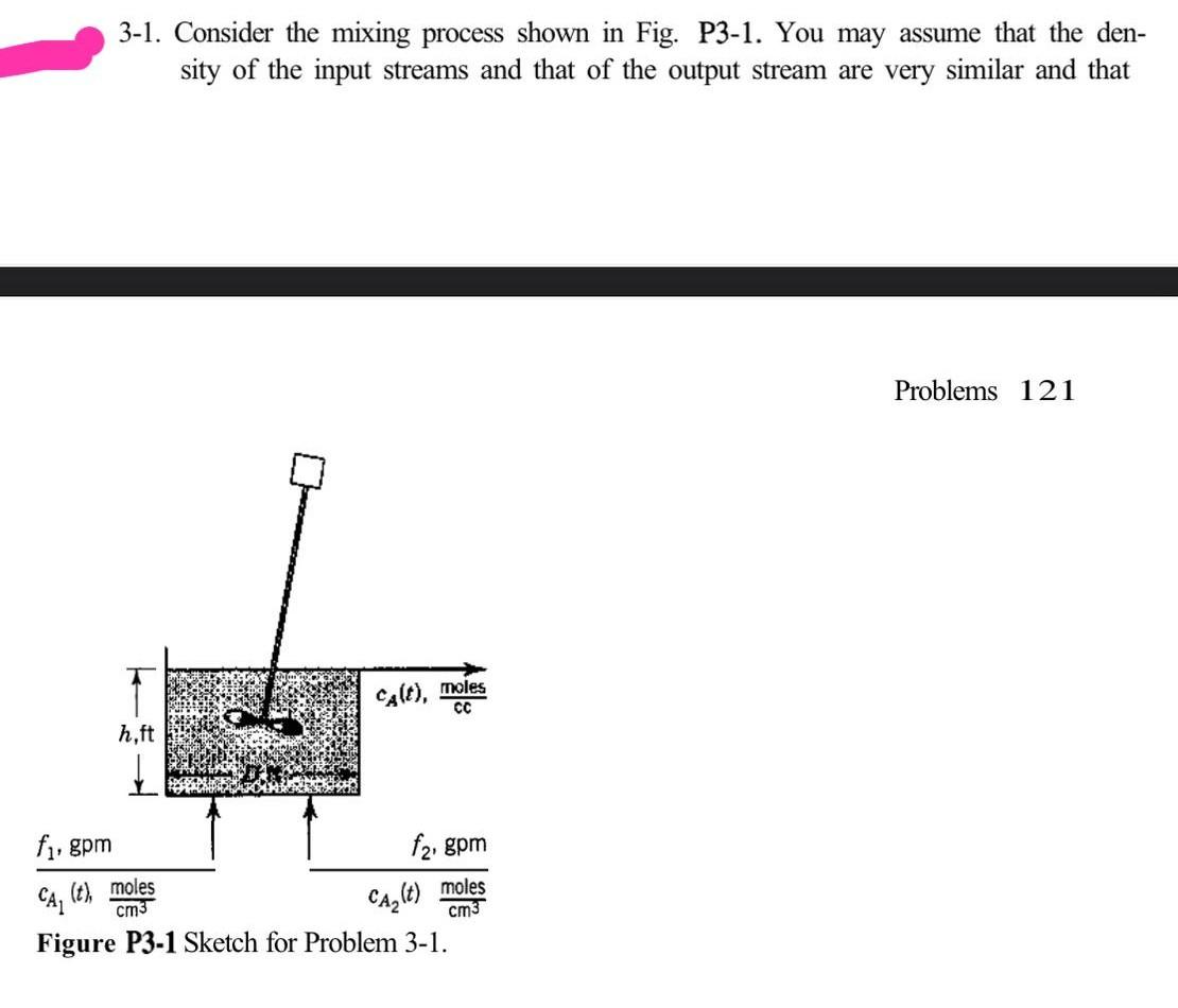 Solved 3-1. Consider the mixing process shown in Fig. P3-1. | Chegg.com