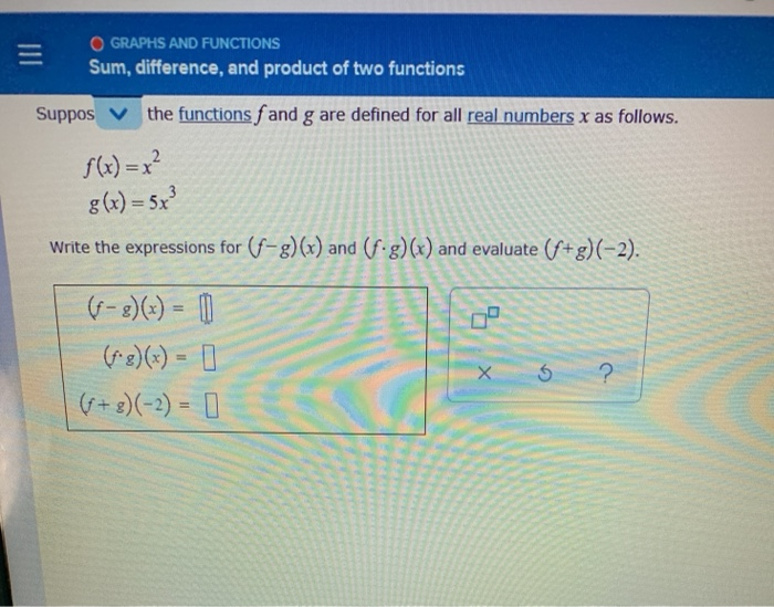 Solved O GRAPHS AND FUNCTIONS Sum, difference, and product | Chegg.com