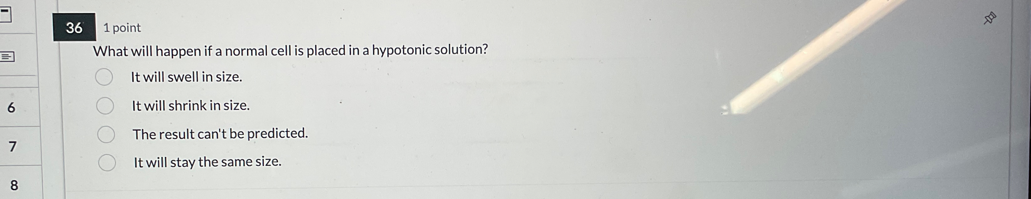 Solved 361 ﻿pointWhat will happen if a normal cell is placed | Chegg.com
