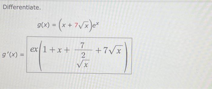 Solved Differentiate. g'(x)