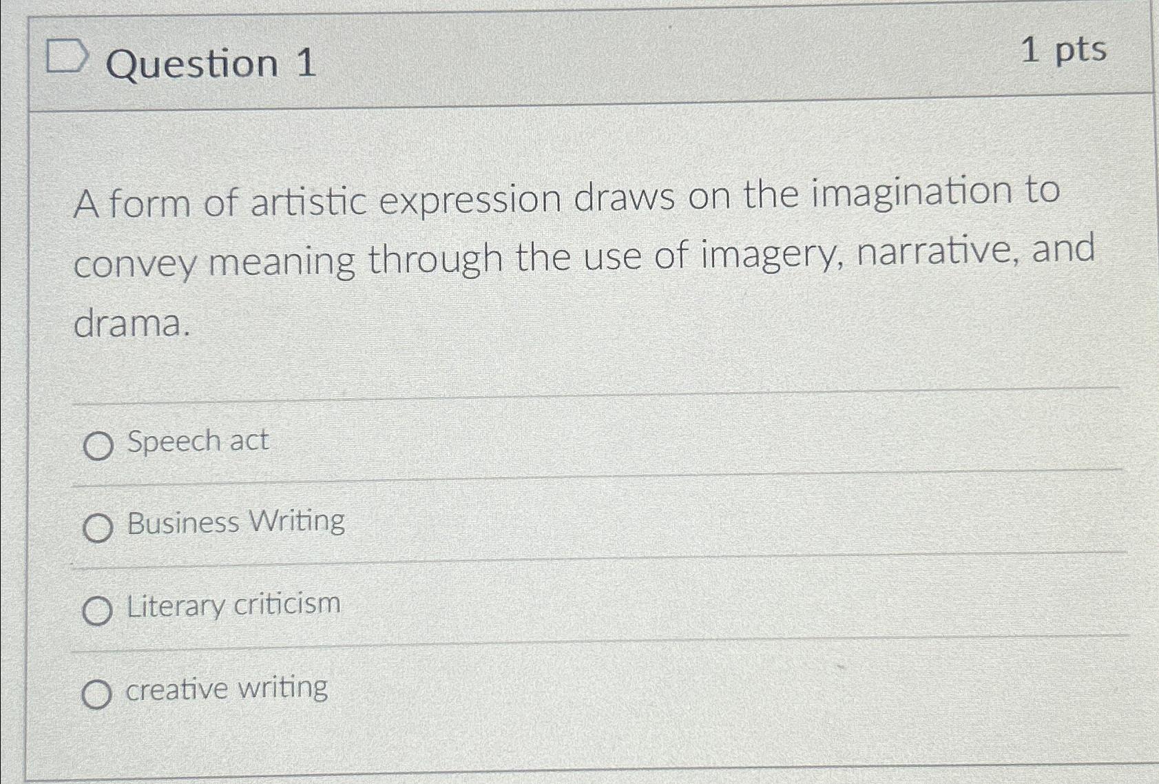 Solved Question 11 ﻿ptsA form of artistic expression draws | Chegg.com
