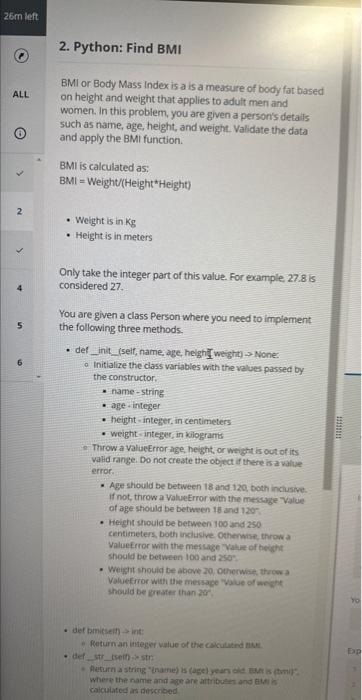 Solved BMI or Body Mass index is a is a measure of body fat | Chegg.com