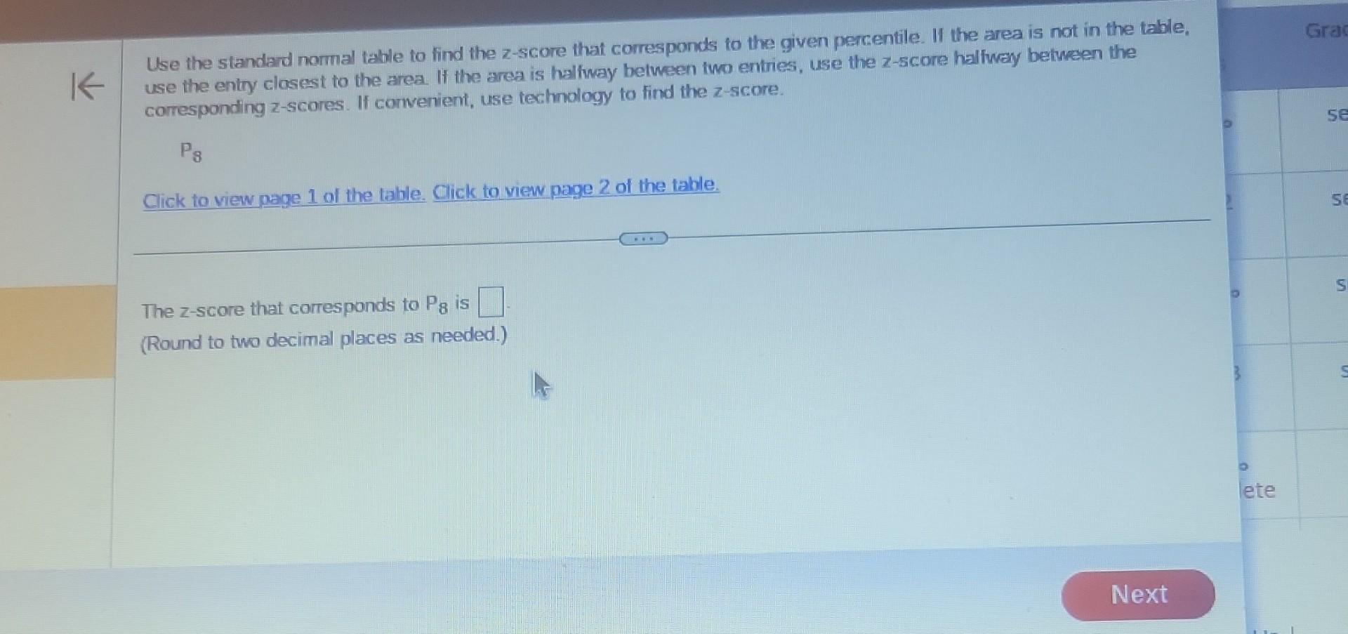 Solved Use the standard normal table to lind the z-score | Chegg.com