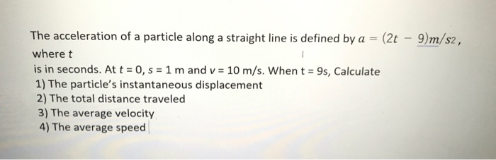 Solved = The acceleration of a particle along a straight | Chegg.com