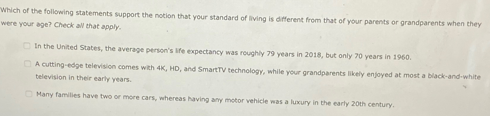 Solved Which of the following statements support the notion | Chegg.com