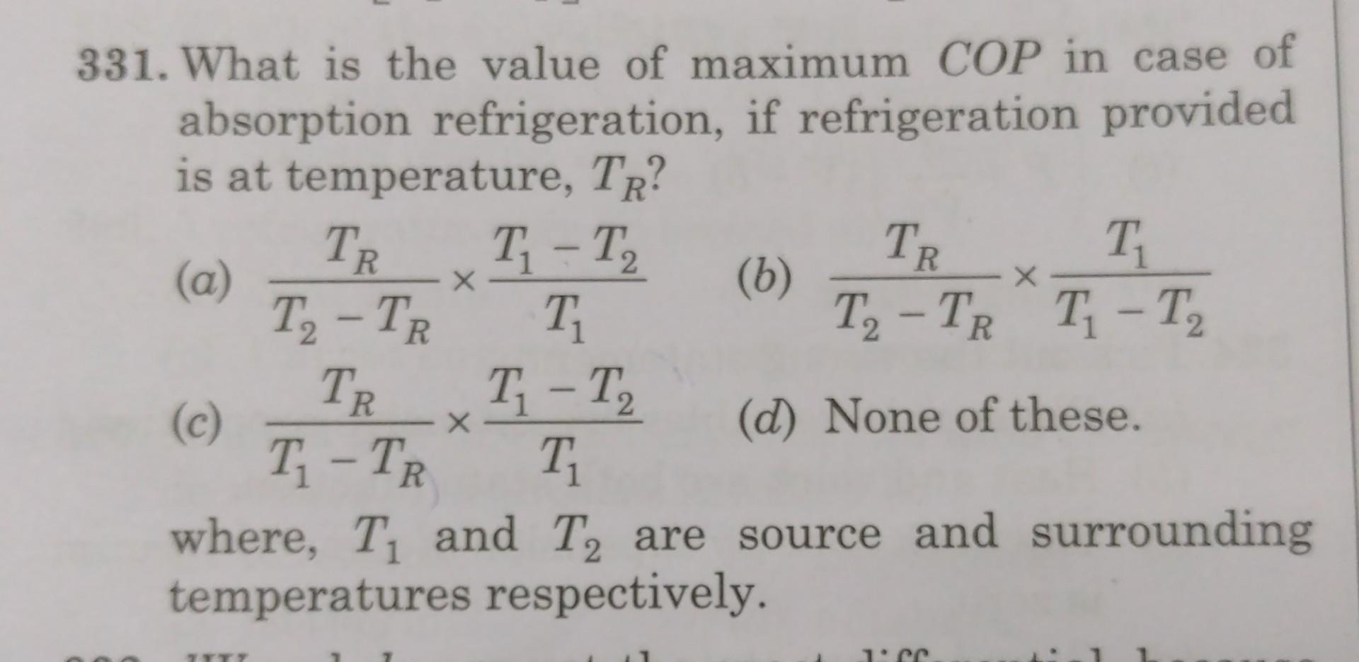 Solved 331. What is the value of maximum COP in case of | Chegg.com