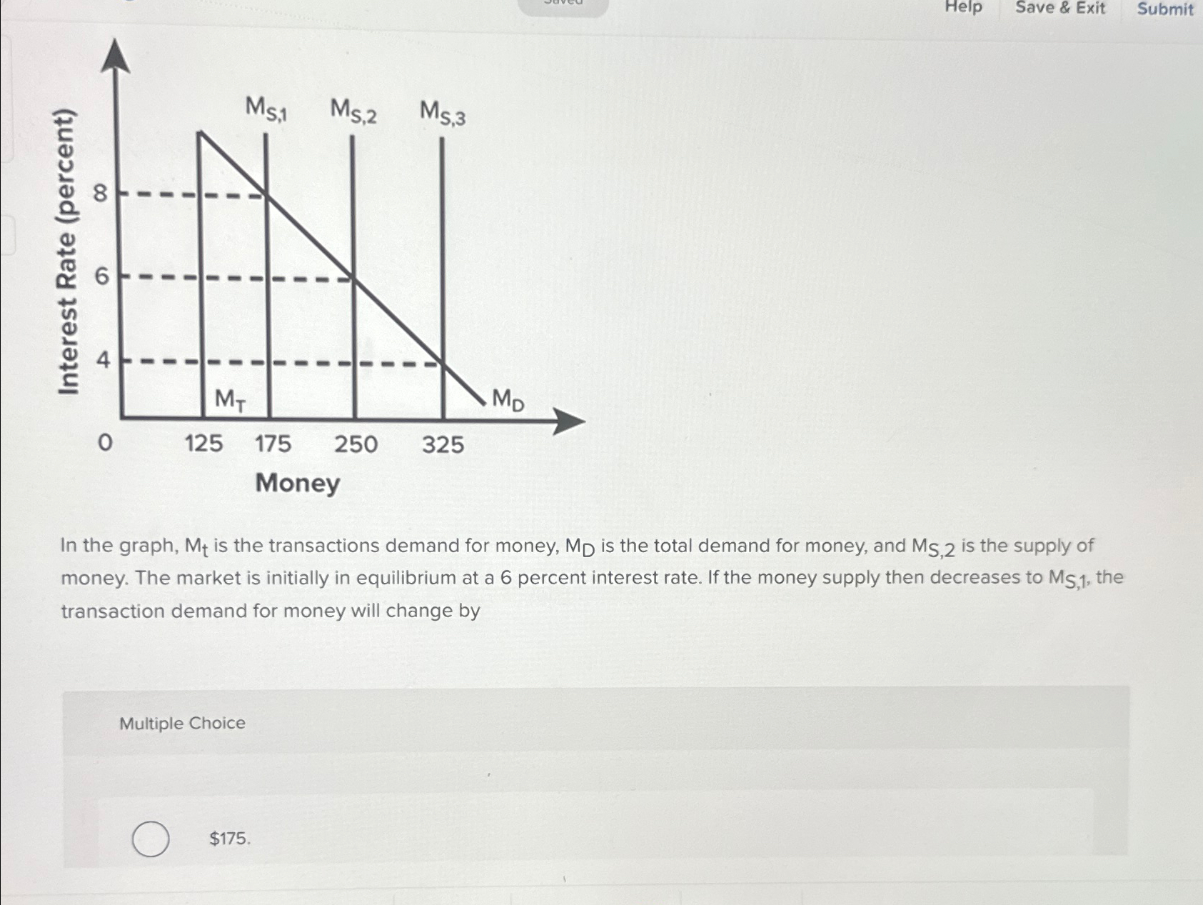 Solved In the graph, Mt ﻿is the transactions demand for | Chegg.com