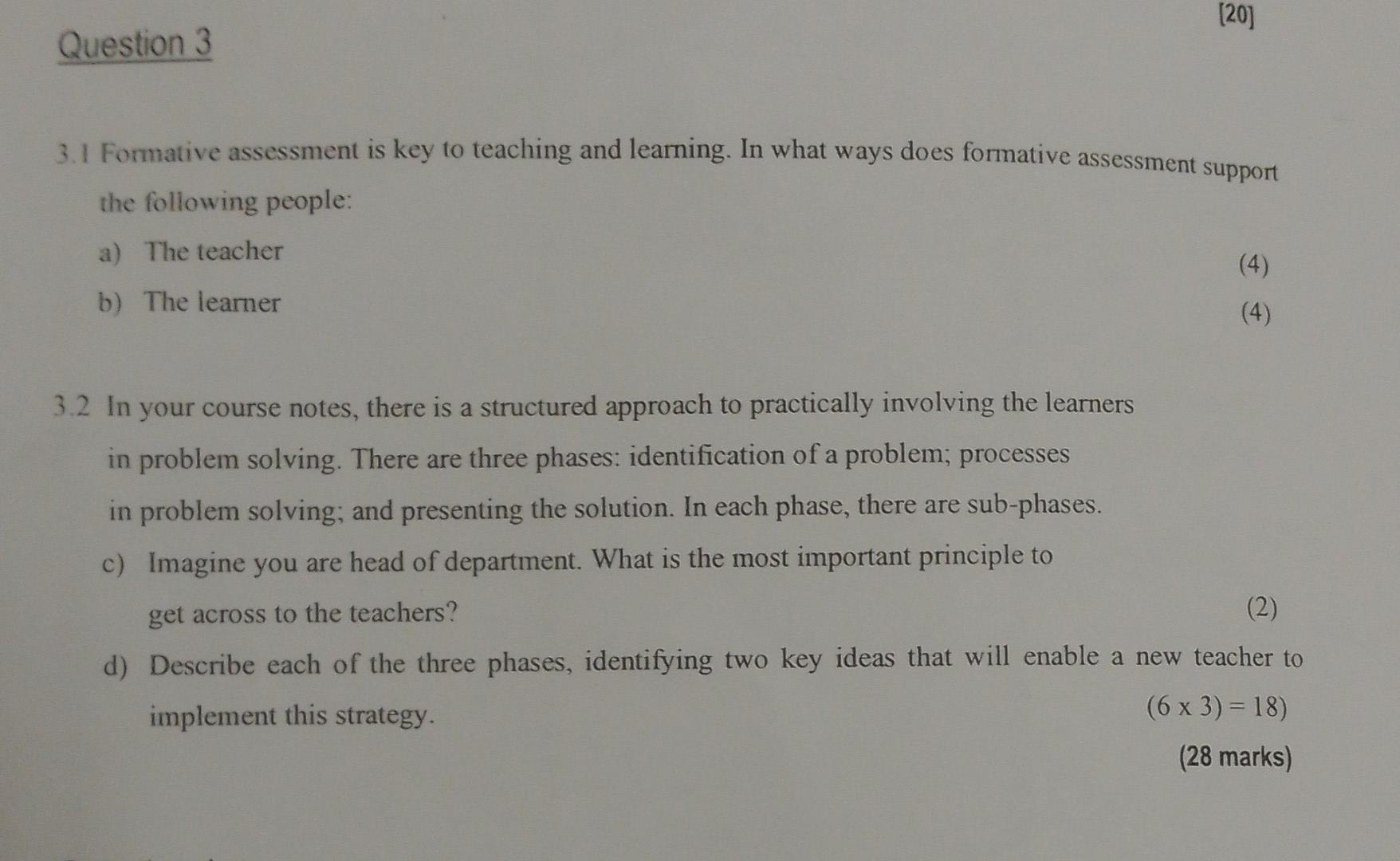 Solved 3.I Formative assessment is key to teaching and | Chegg.com