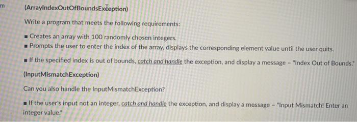 Solved ות (ArrayIndexOutOfBoundsException) Write a program | Chegg.com