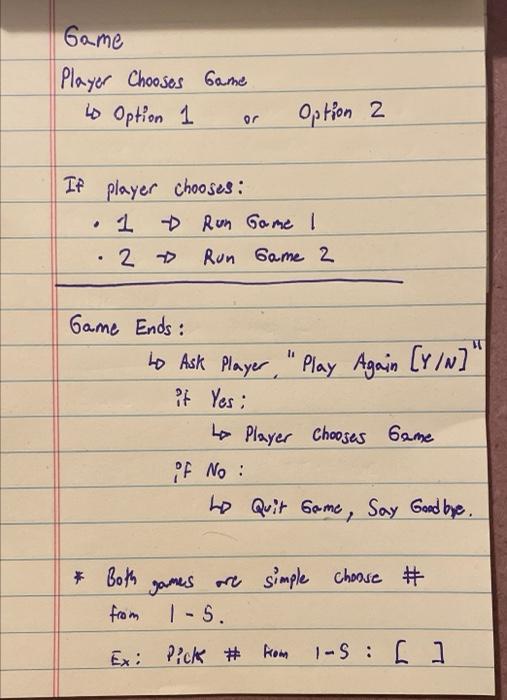 Solved I want to combine two different games into one. First | Chegg.com