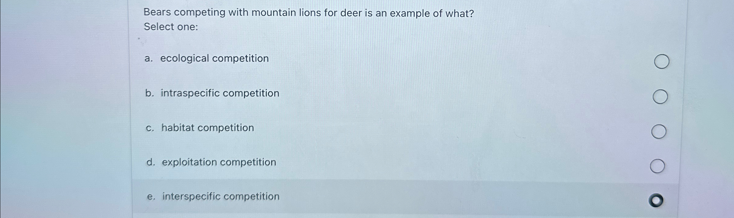 Solved Bears competing with mountain lions for deer is an | Chegg.com