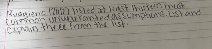 Solved Ruggierro (2012) listed at least thirteen must common | Chegg.com