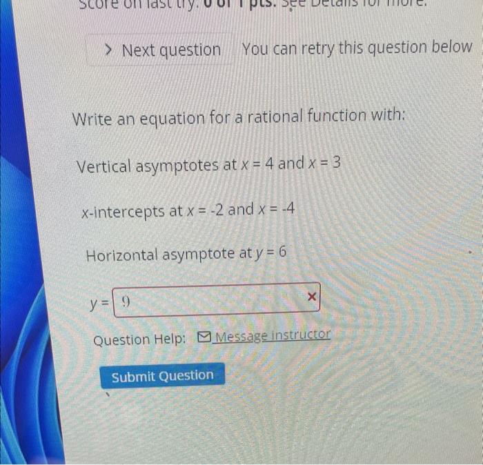 Solved You can retry this question below Write an equation | Chegg.com