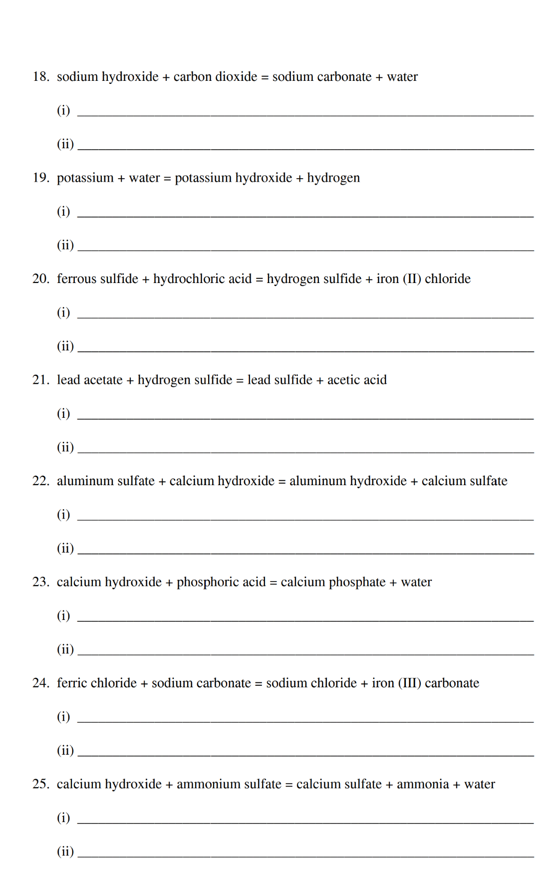 Solved 18. sodium hydroxide + carbon dioxide = sodium | Chegg.com