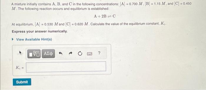 Solved A mixture initially contains A,B, and C in the | Chegg.com