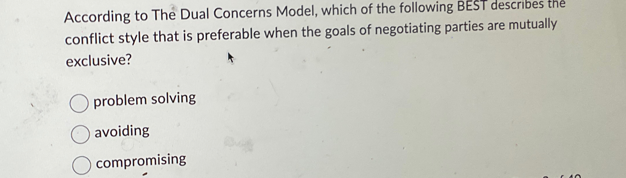 Solved According to The Dual Concerns Model, which of the | Chegg.com