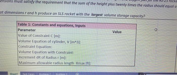 Solved Complete Table 1: Constants and Equations, Inputs 1. | Chegg.com Solved Complete Table 1: Constants and Equations, Inputs 1. | Chegg.com