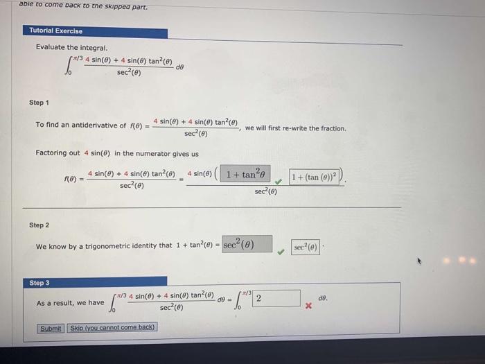 Solved able to come back to the skipped part. Tutorial | Chegg.com