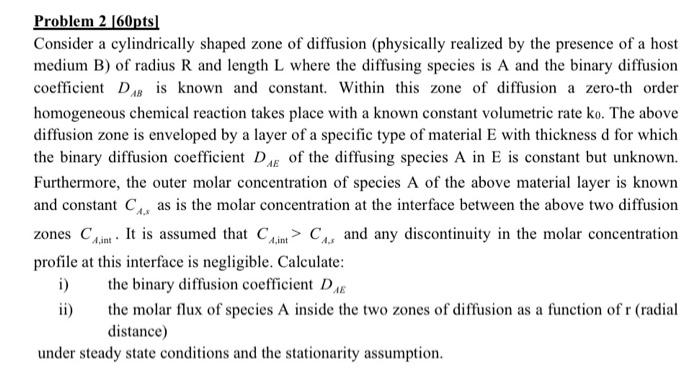 Solved Consider a cylindrically shaped zone of diffusion | Chegg.com