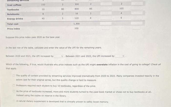 Solved 1 Calculating Inflation Using A Simple Price Index