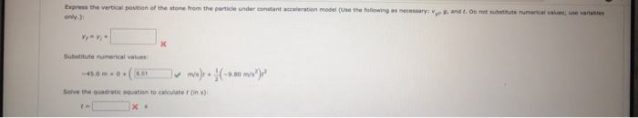 Solved Express the vertical position of the stone from the | Chegg.com