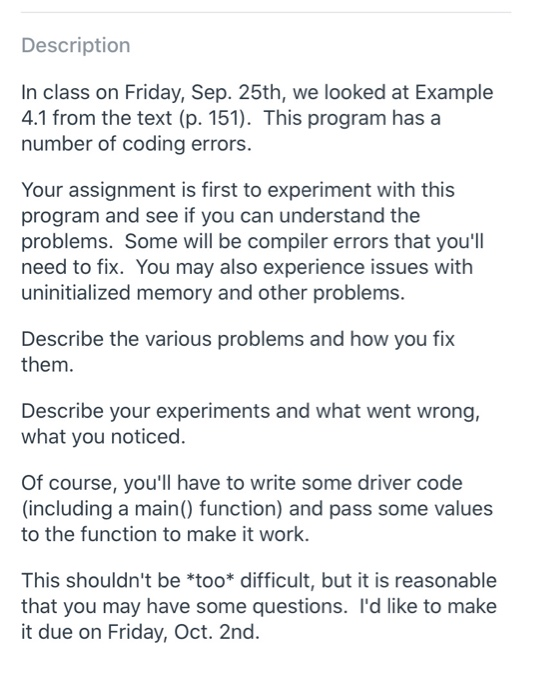Solved Example 4.1 Reading Uninitialized Memory Los 01 /* | Chegg.com