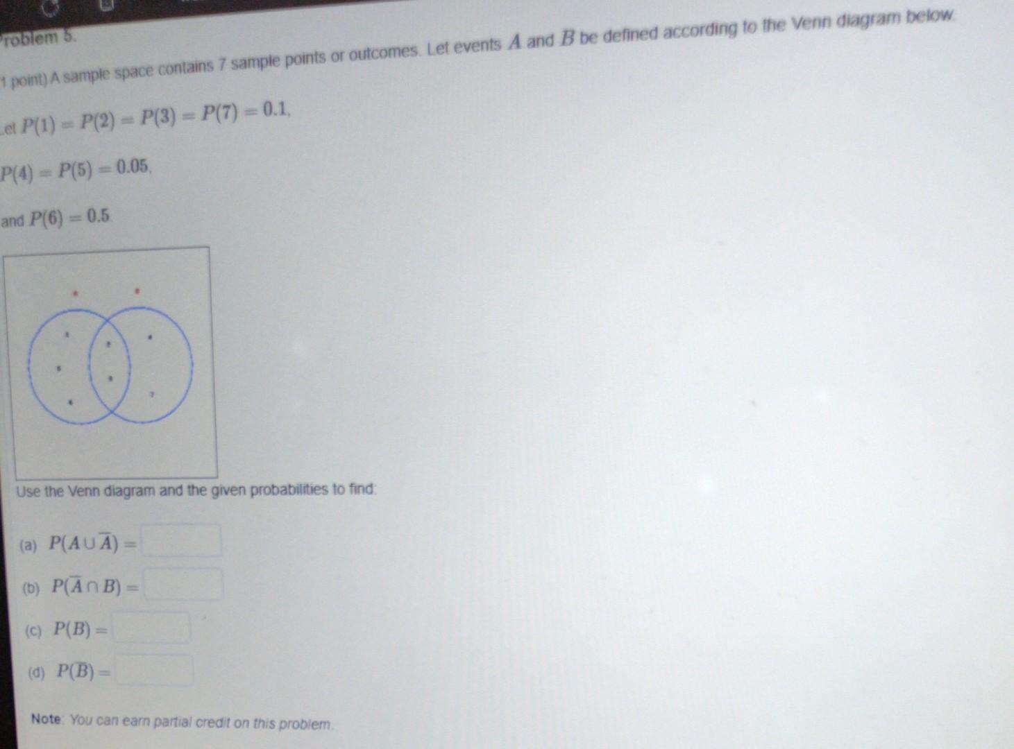Solved roblem 5. 1 point) A sample space contains 7 sample | Chegg.com