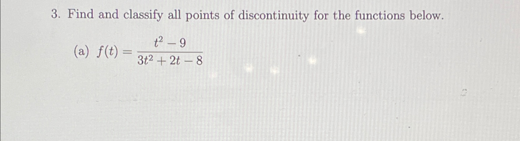 Solved Find and classify all points of discontinuity for the | Chegg.com