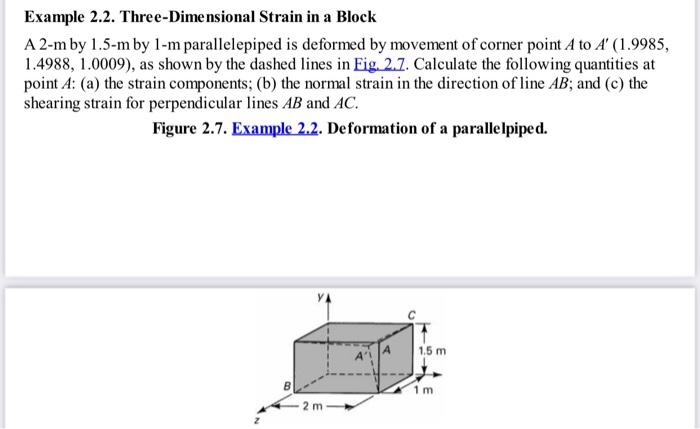 Solved Example 2.2. Three-Dimensional Strain in a Block A | Chegg.com