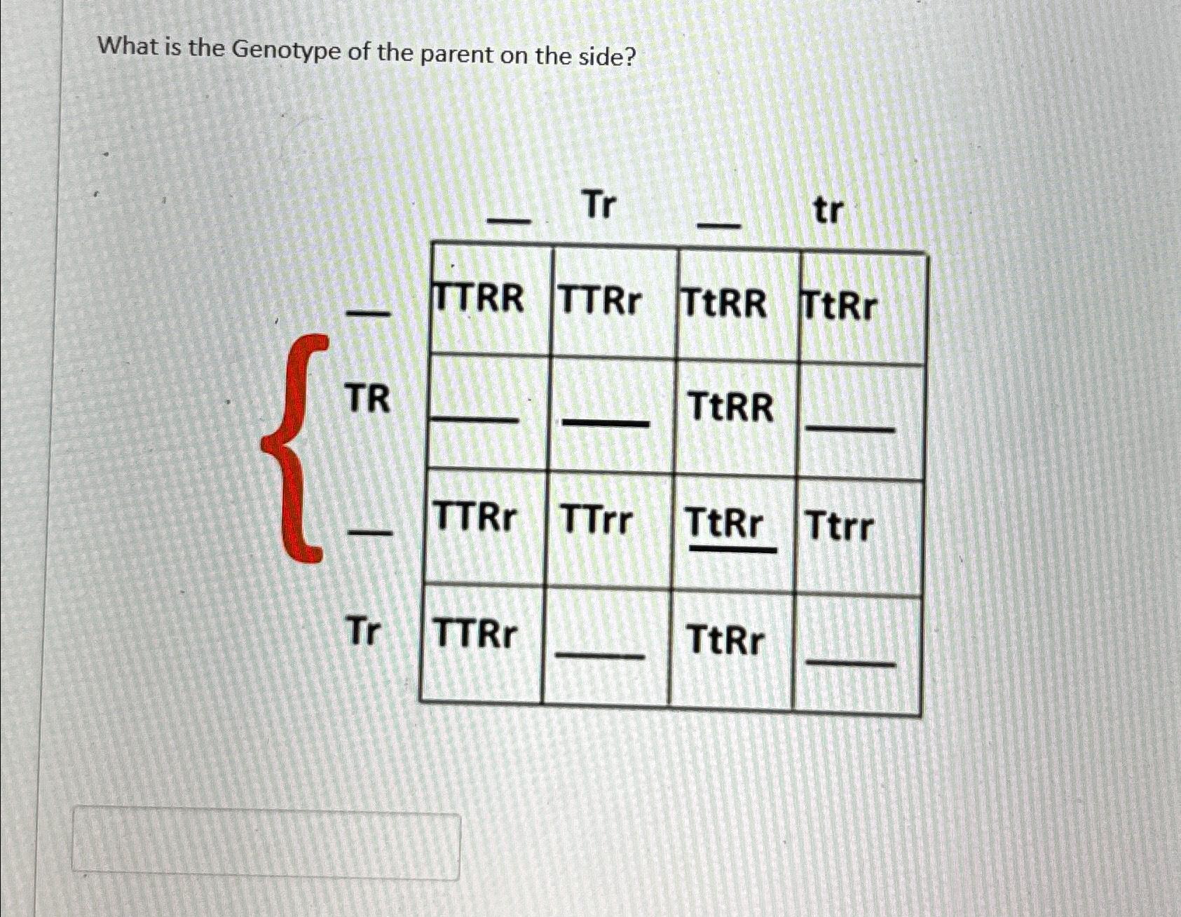 Solved What is the Genotype of the parent on the | Chegg.com
