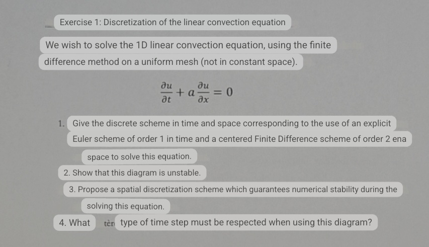 Solved Exercise 1: Discretization of the linear convection | Chegg.com