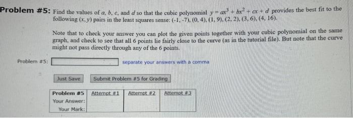 Solved oblem \#5: Find the values of a,b,c, and d so that | Chegg.com
